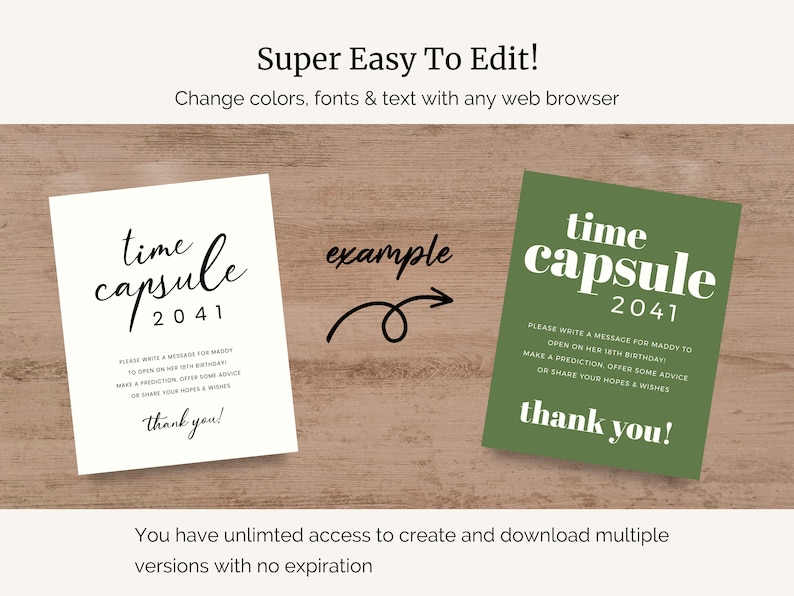 Plantilla de carta de cápsula del tiempo, libro de visitas minimalista ...