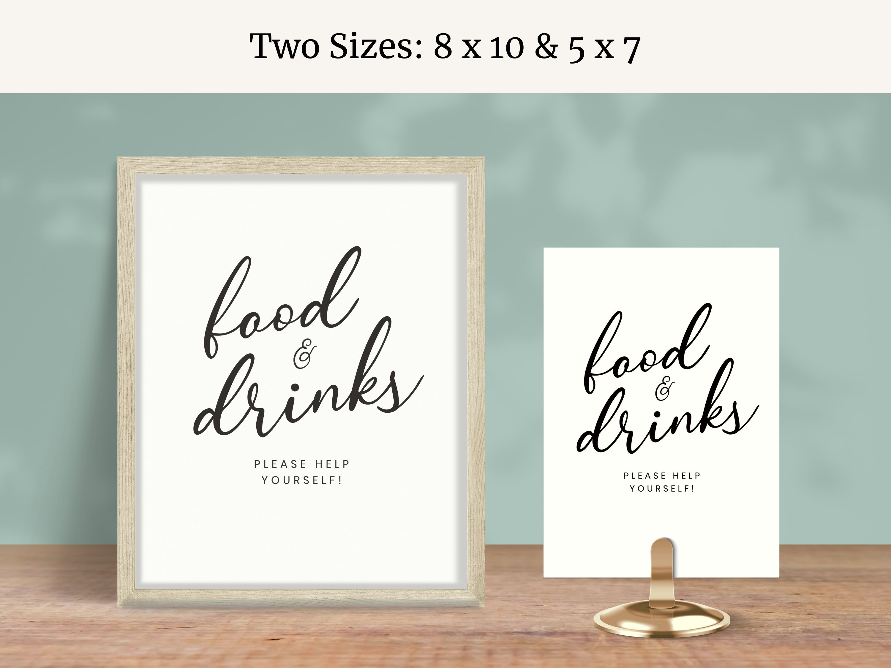 Minimalist Food & Drinks Sign Template, Editable Modern Party Buffet ...