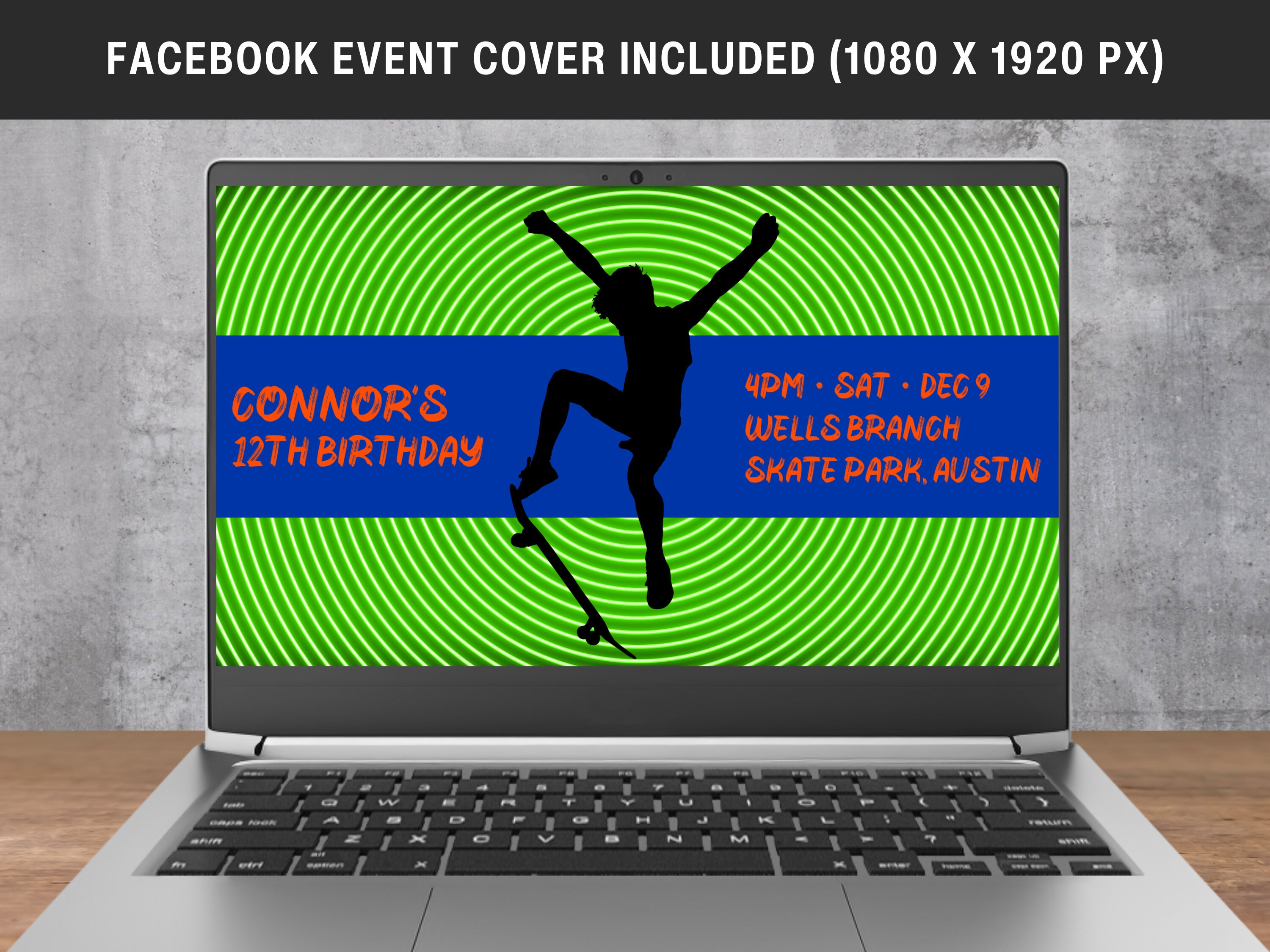 Skateboarding Birthday Party Invitation for 12 Year Old Boy, Editable ...