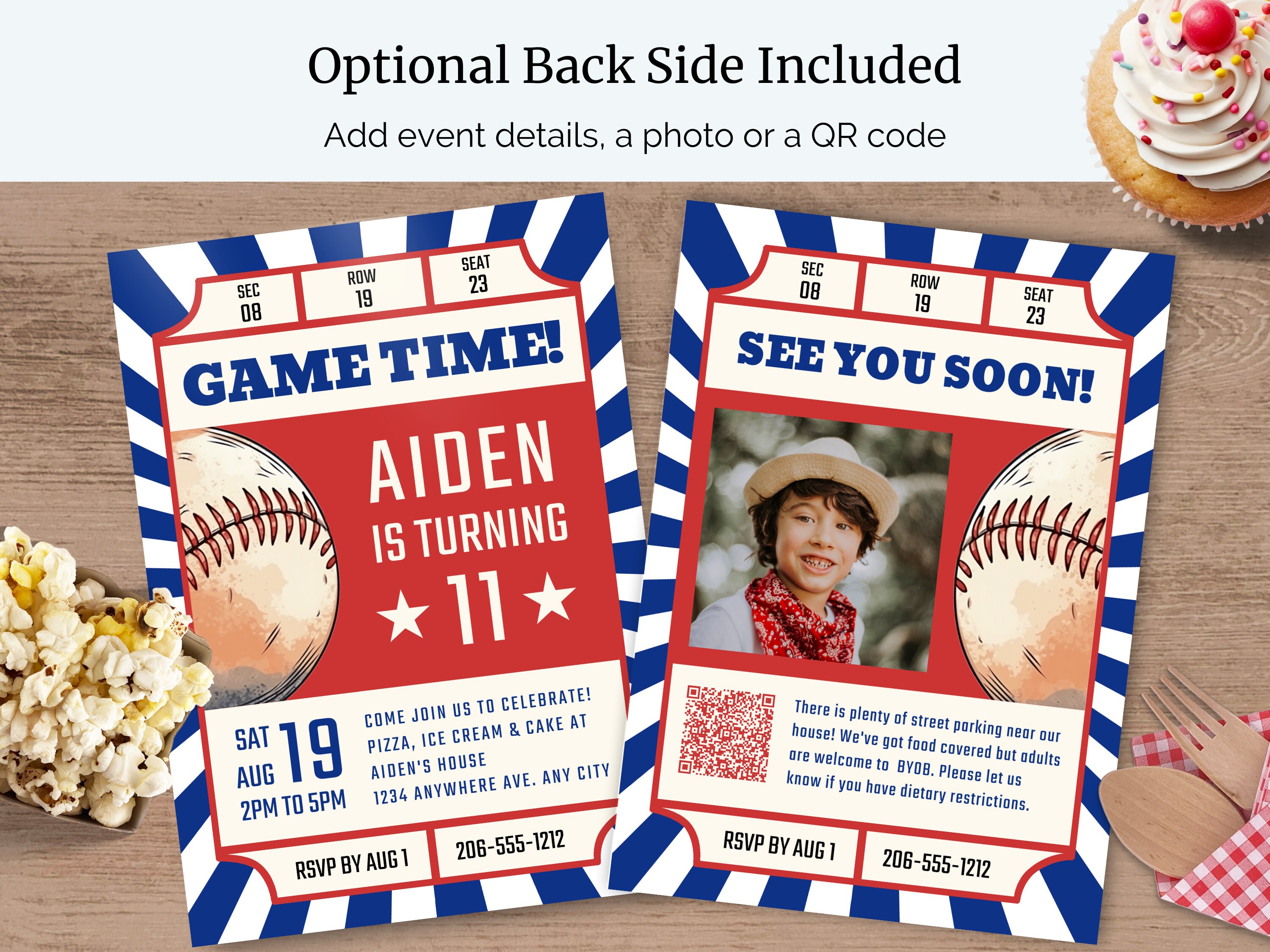 Retro Baseball Ticket Party Invitation Download, Editable Invite ...