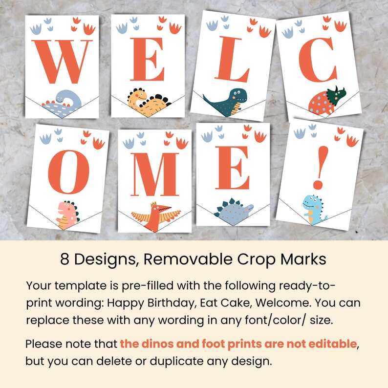 Dinosaur Happy Birthday Banner With Letters, Numbers & Milestone Photos ...