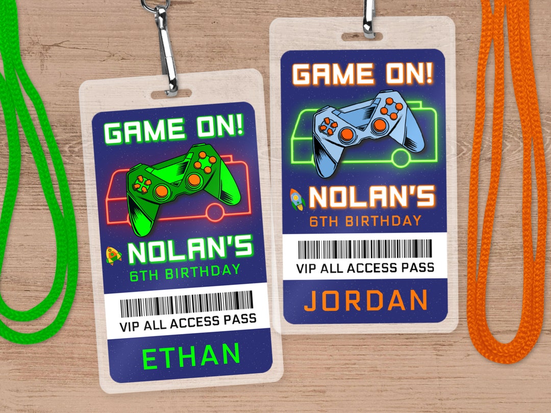 Game Truck VIP Pass for Boy's Birthday, Personalized Kids' Neon Glow ...