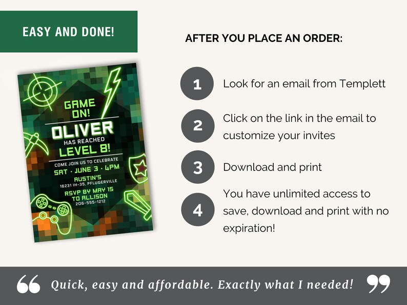 Video Game Invitation Boys, Neon Glow Downloadable Game on Level up ...