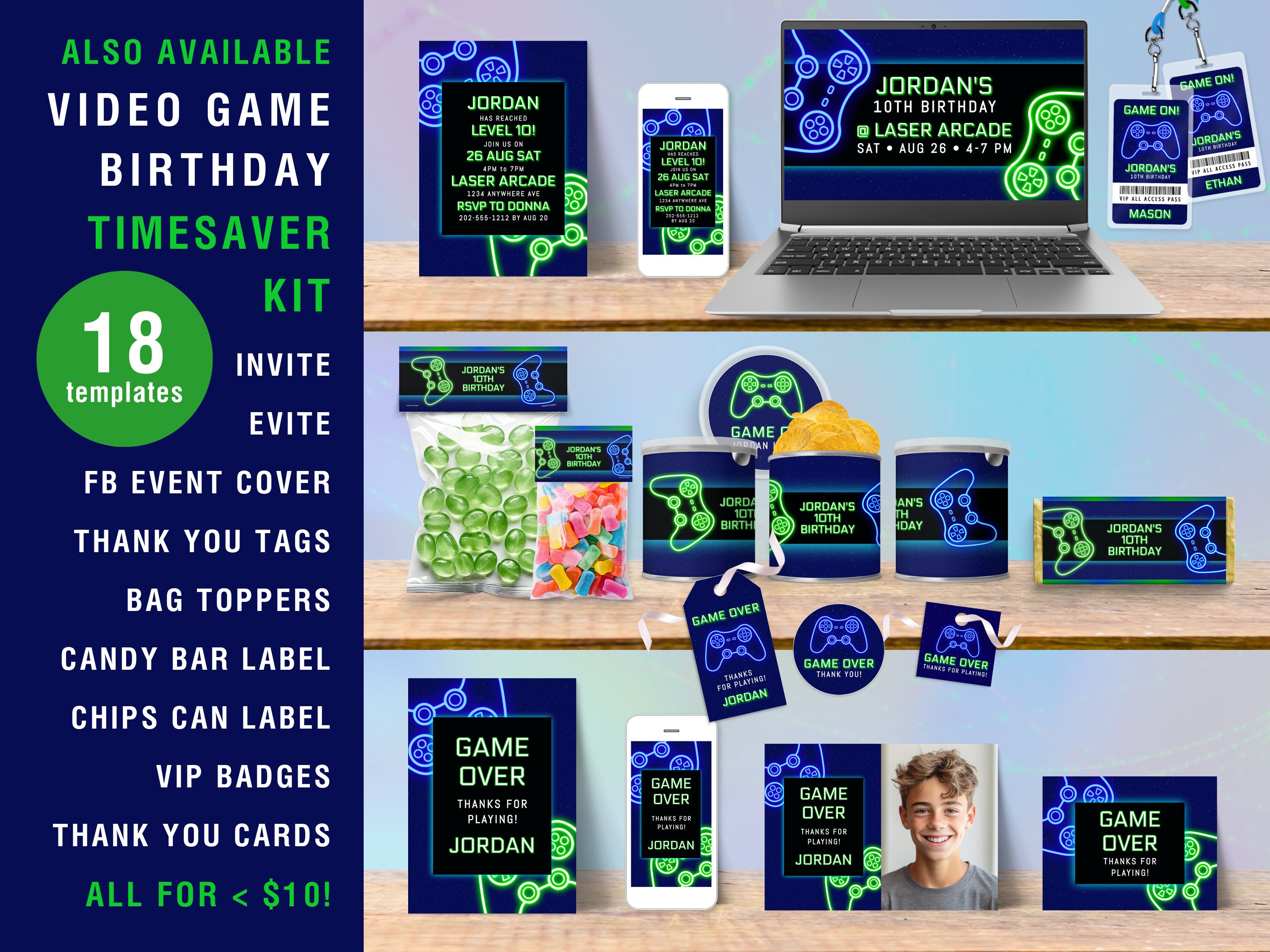 Video Game Themed Birthday Favors, Neon Gaming Controller Favors Kit ...