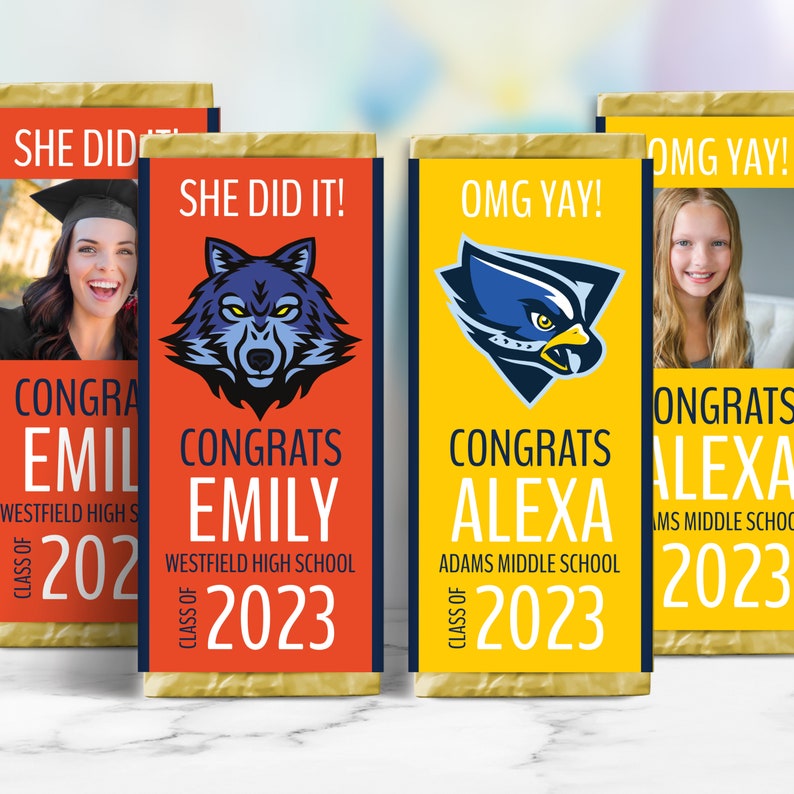Printable Graduation Candy Bar Wrapper She Did It With Photo or School ...