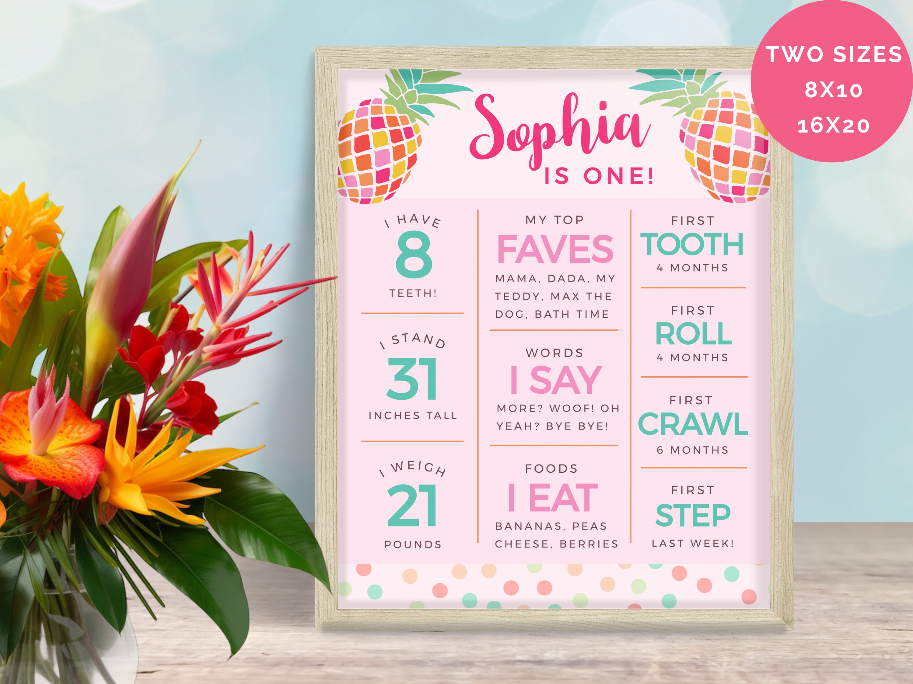 Luau First Birthday Party Decoration Sign, Editable Hawaiian Tropical ...