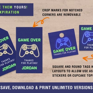 Video Game Party Favor Tags for Boy Birthday Editable Neon - Etsy
