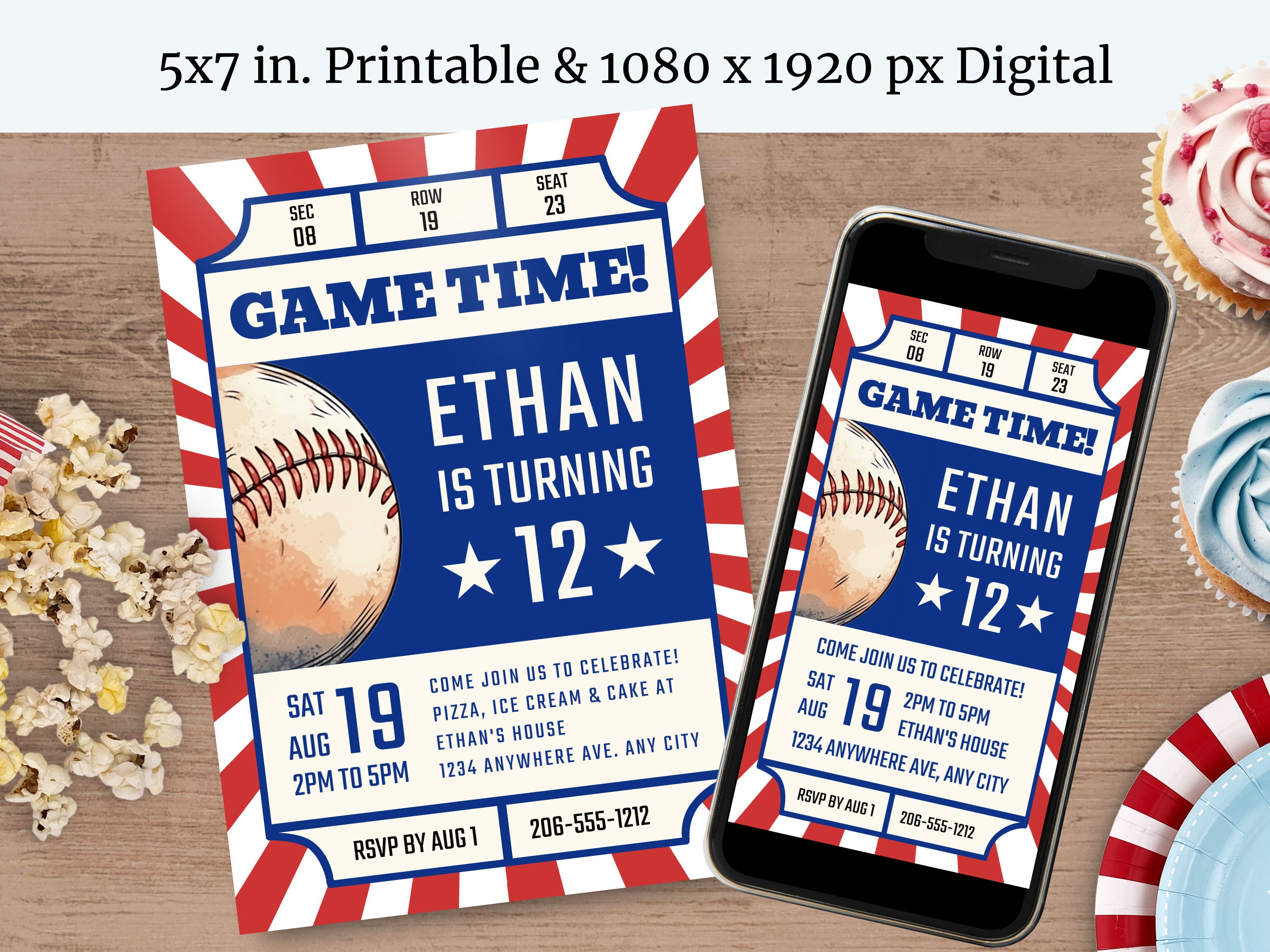 Baseball Ticket Birthday Invitation, Editable End of Season Baseball ...