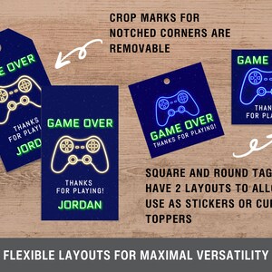 Video Game Party Favor Tags for Boy Birthday, Editable Neon Glow Game ...