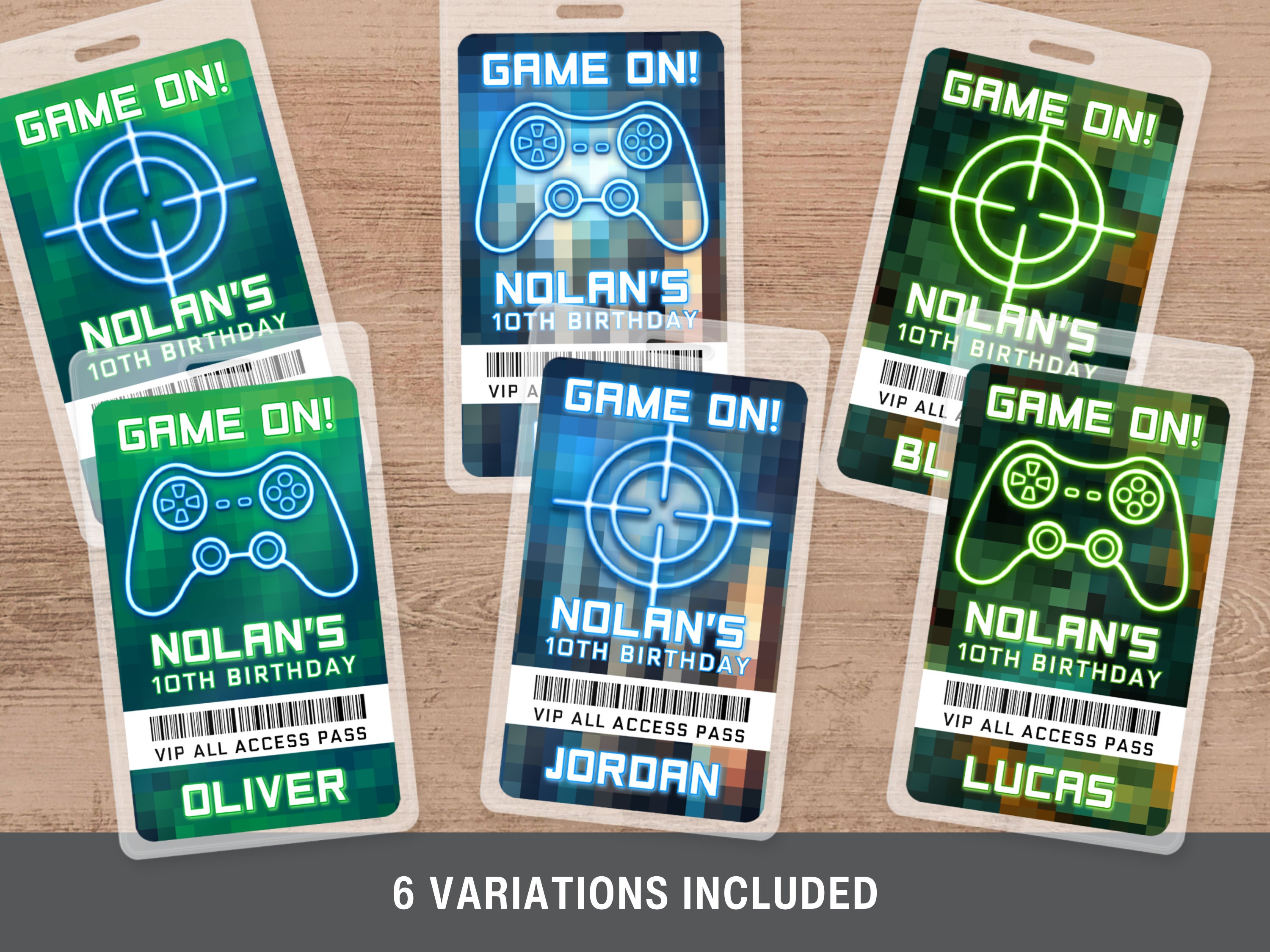 VIP Badge Template for Boy's Video Game Birthday Party, Editable ...