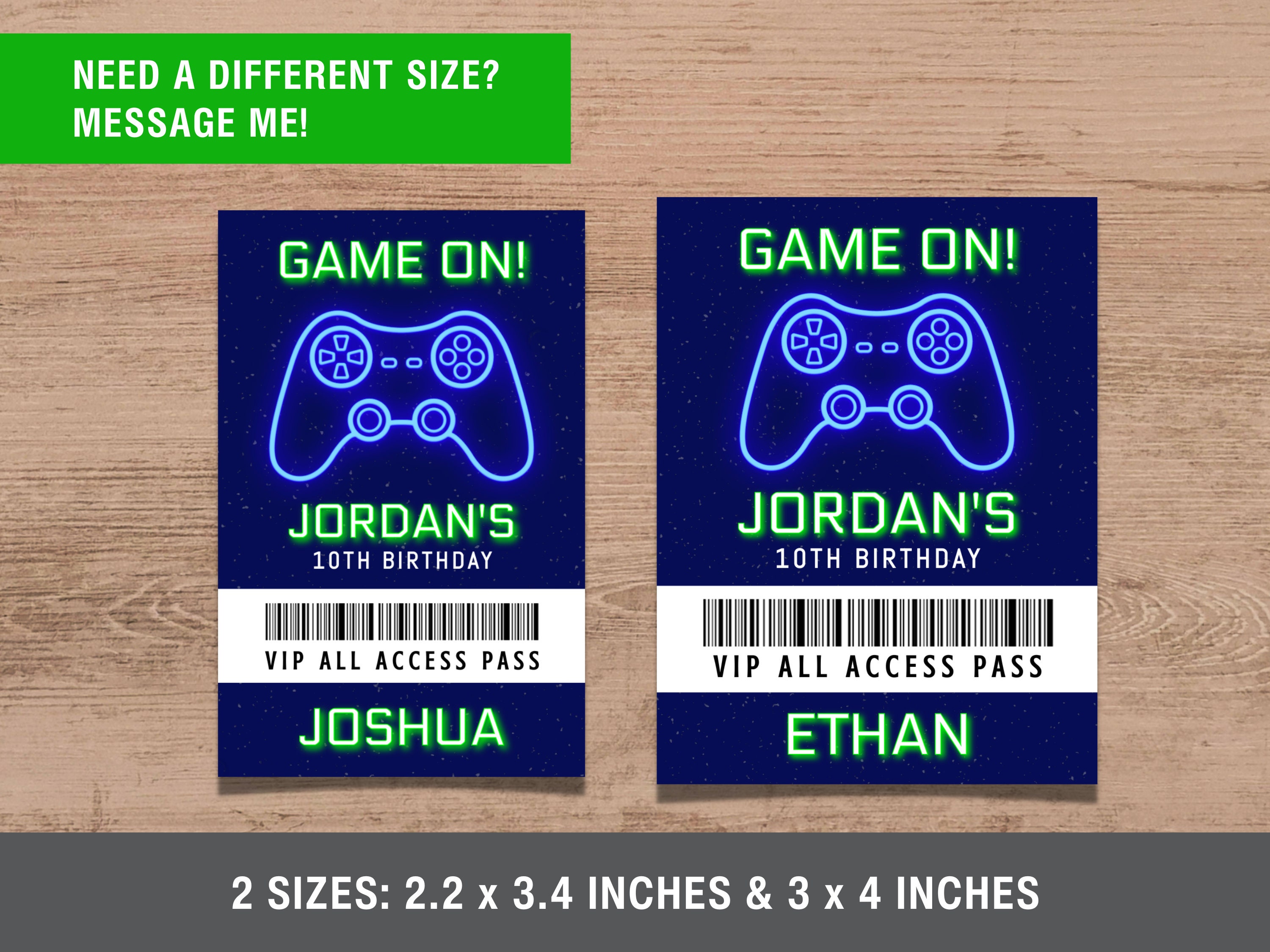 Video Game VIP Birthday Party Pass, Personalized Kids & Teens Neon Glow ...