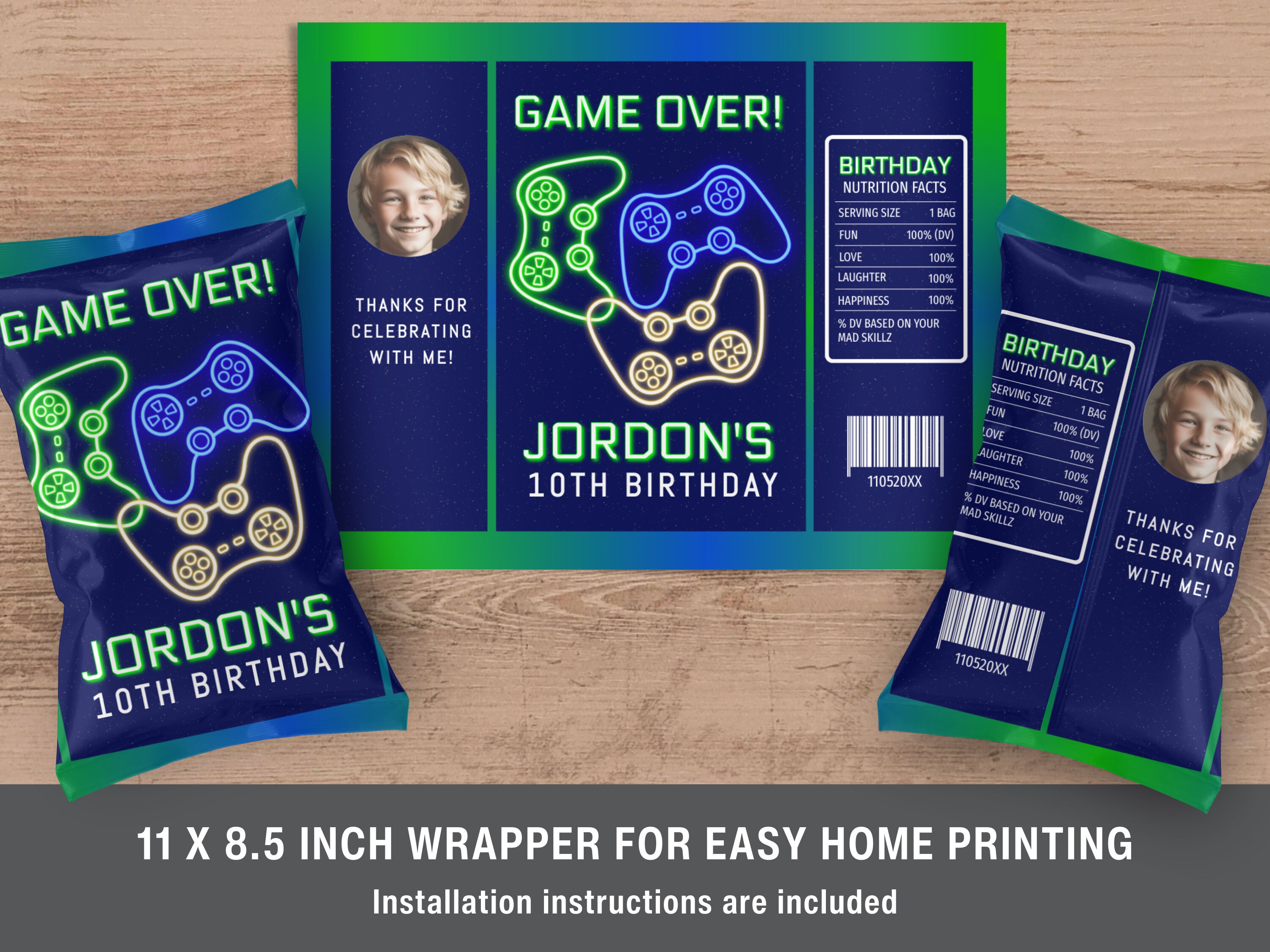 Chip Bag Birthday Party Favor for Boy, Personalized DIY Game on & Game ...
