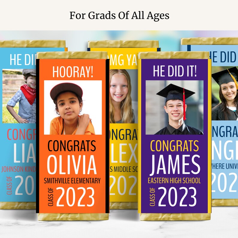 Printable Graduation Candy Bar Wrapper She Did It With Photo or School ...