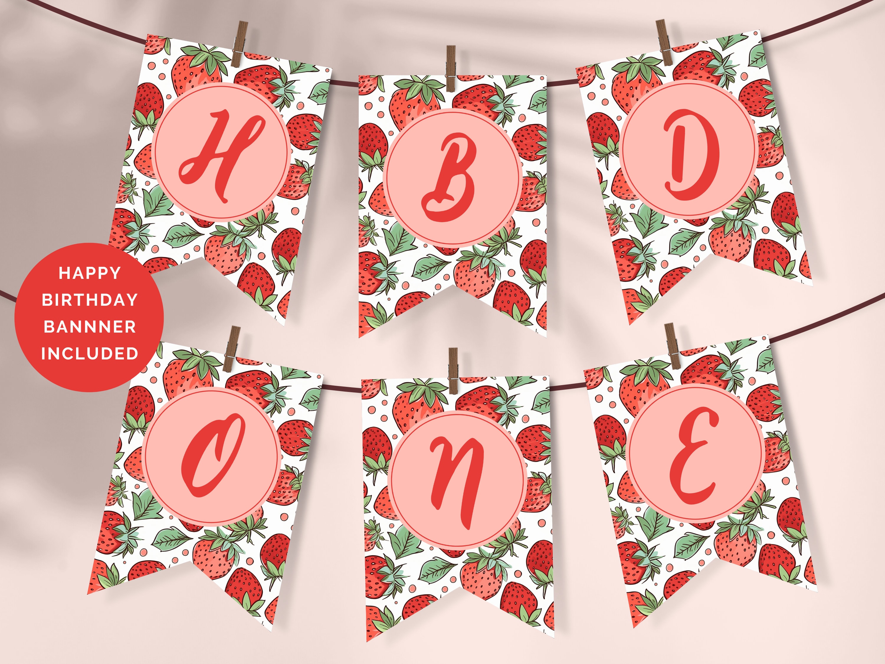 My Berry First Birthday Milestone Banner, Editable 1st Birthday ...