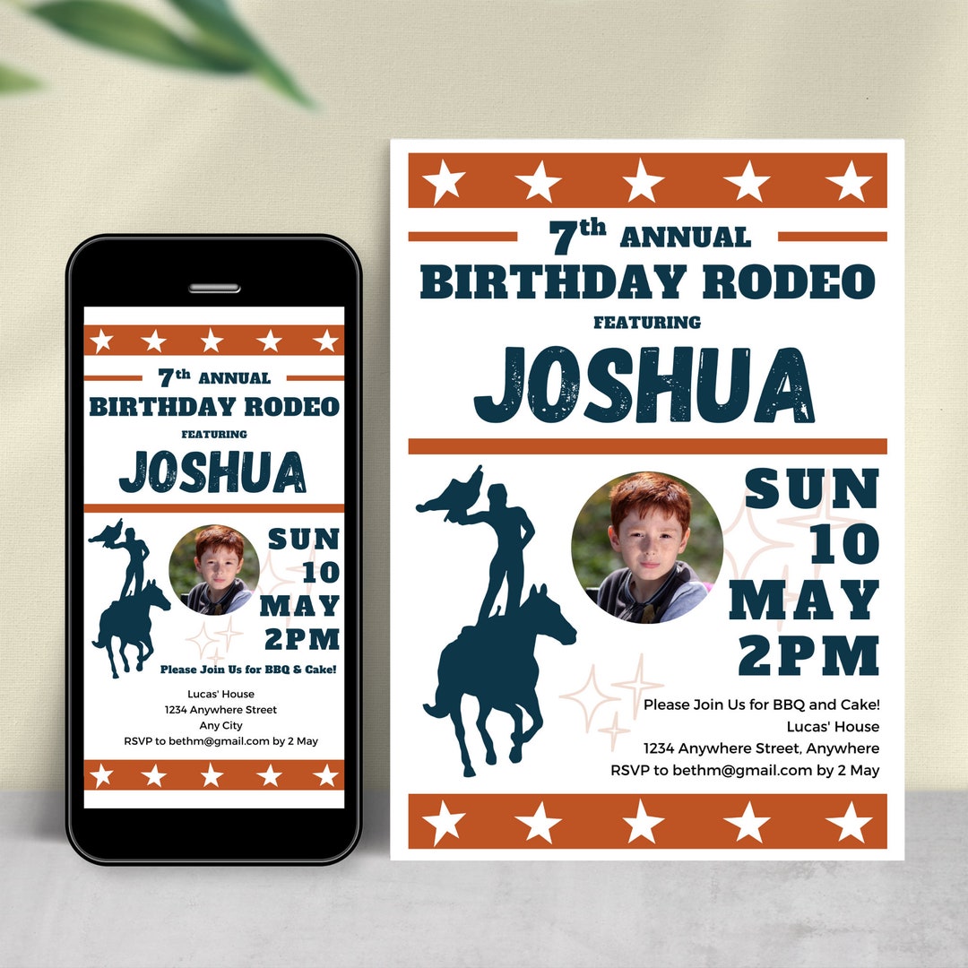Plantilla de invitación de cumpleaños de rodeo invitación de - Etsy España