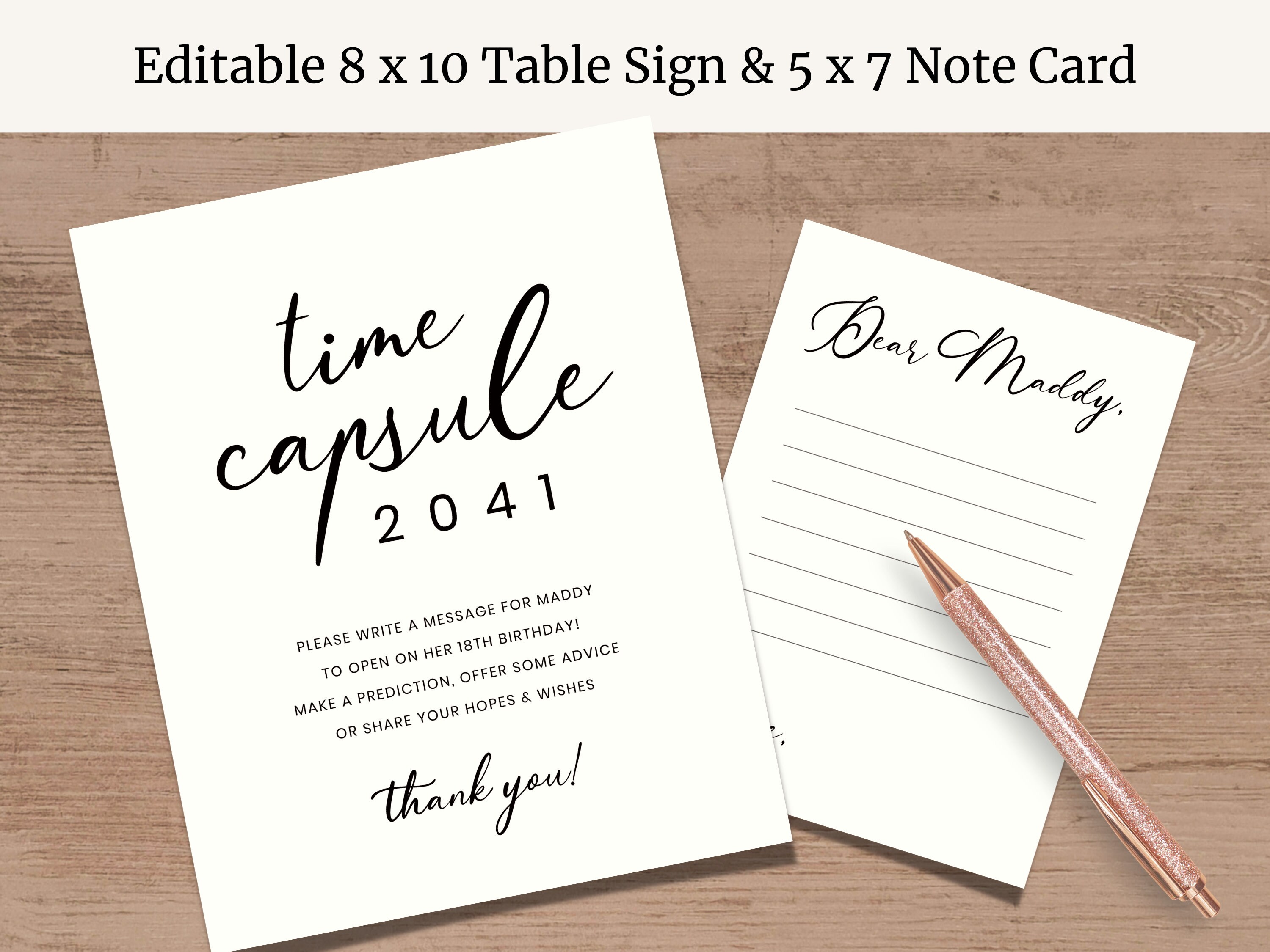 Plantilla de carta de cápsula del tiempo, libro de visitas minimalista ...