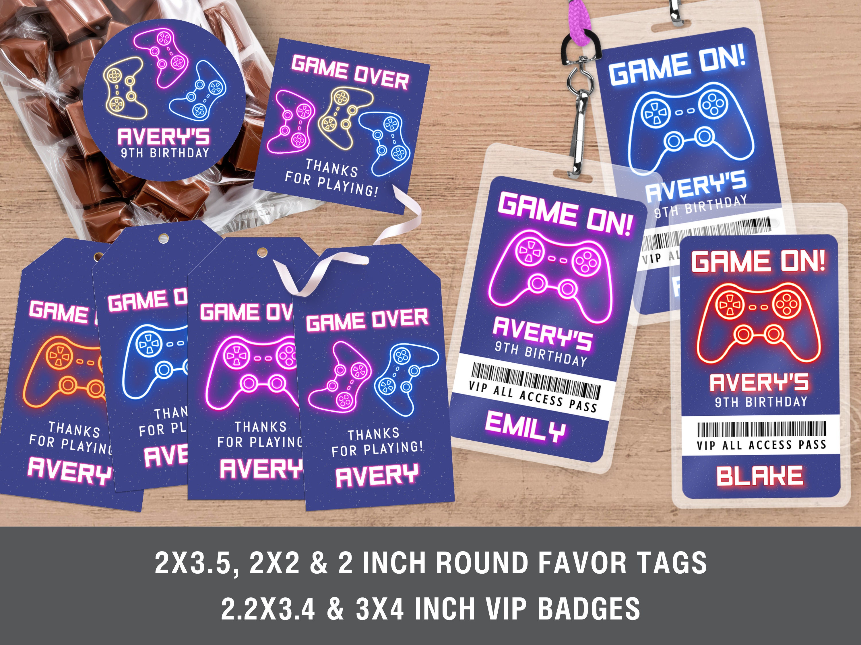 Video Game Theme Birthday Invites & Favors Kit for Girl Game Truck or ...