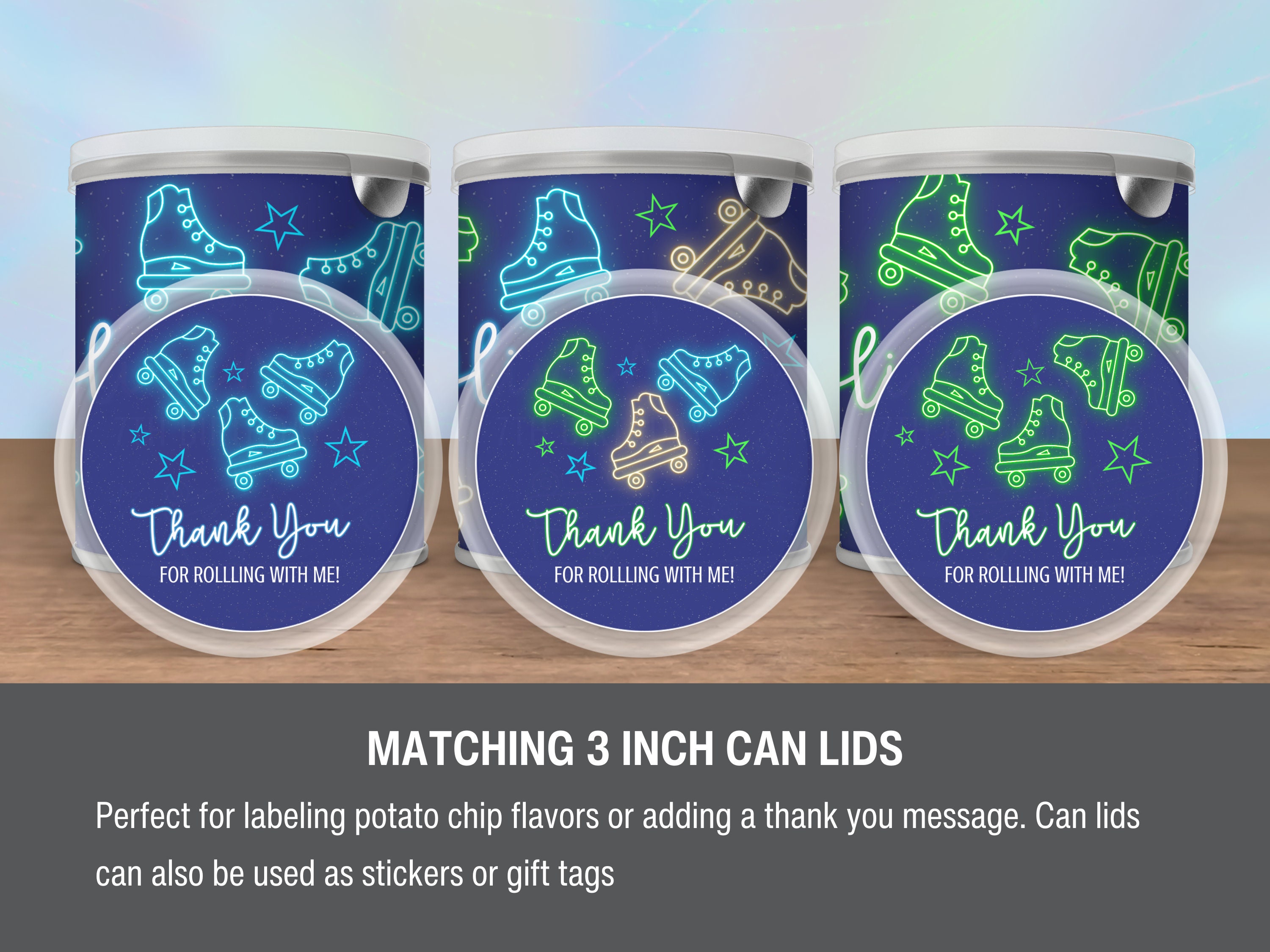 Pringles Label Template for Skate Party, Editable Neon Glow Roller ...
