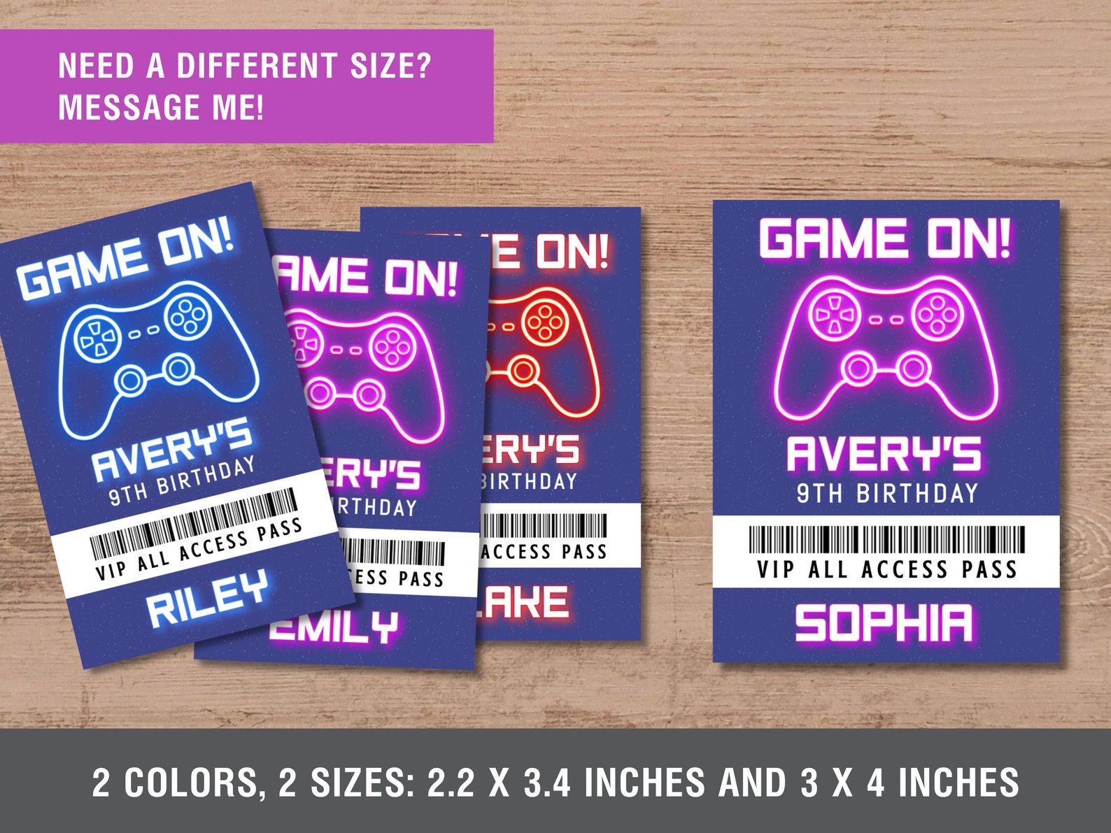 Video Game VIP Birthday Party Pass for Girl, Personalized Printable ...