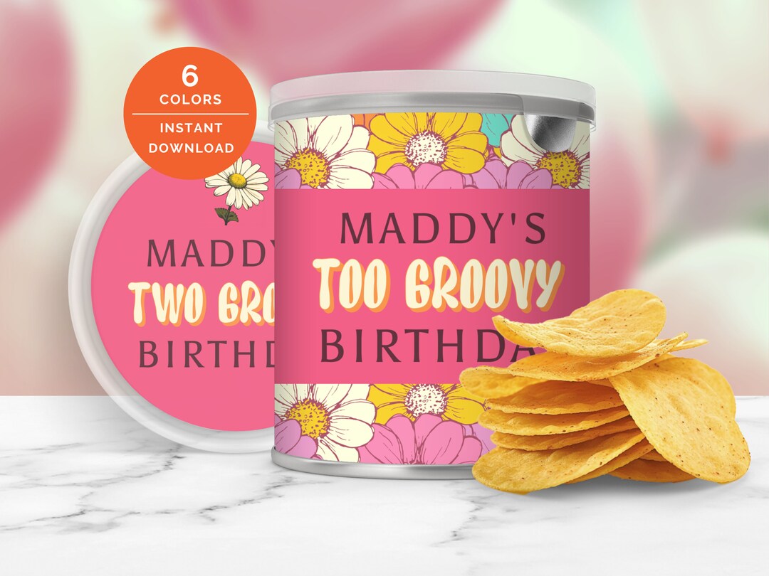 Pringles Wrapper Template for Groovy Birthday Party Favors - Etsy