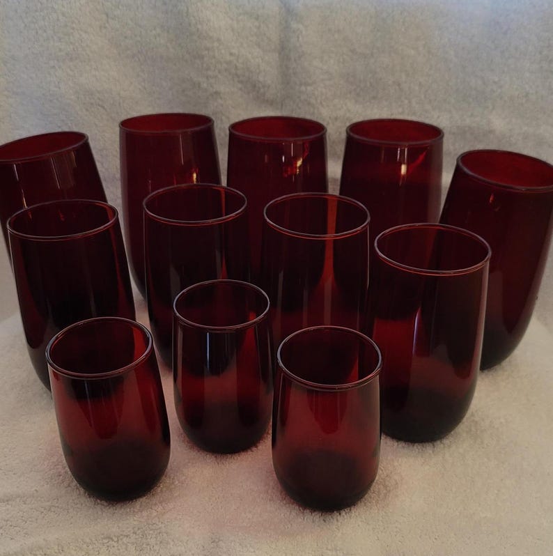 Royal Ruby Red 12 Piece Vintage Drinkware by Anchor Hocking - Etsy