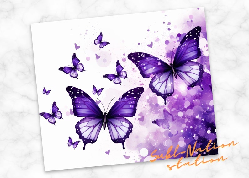 Purple Butterfly Tumbler Wrap, Butterfly Tumbler Wrap, 20 Oz Skinny ...