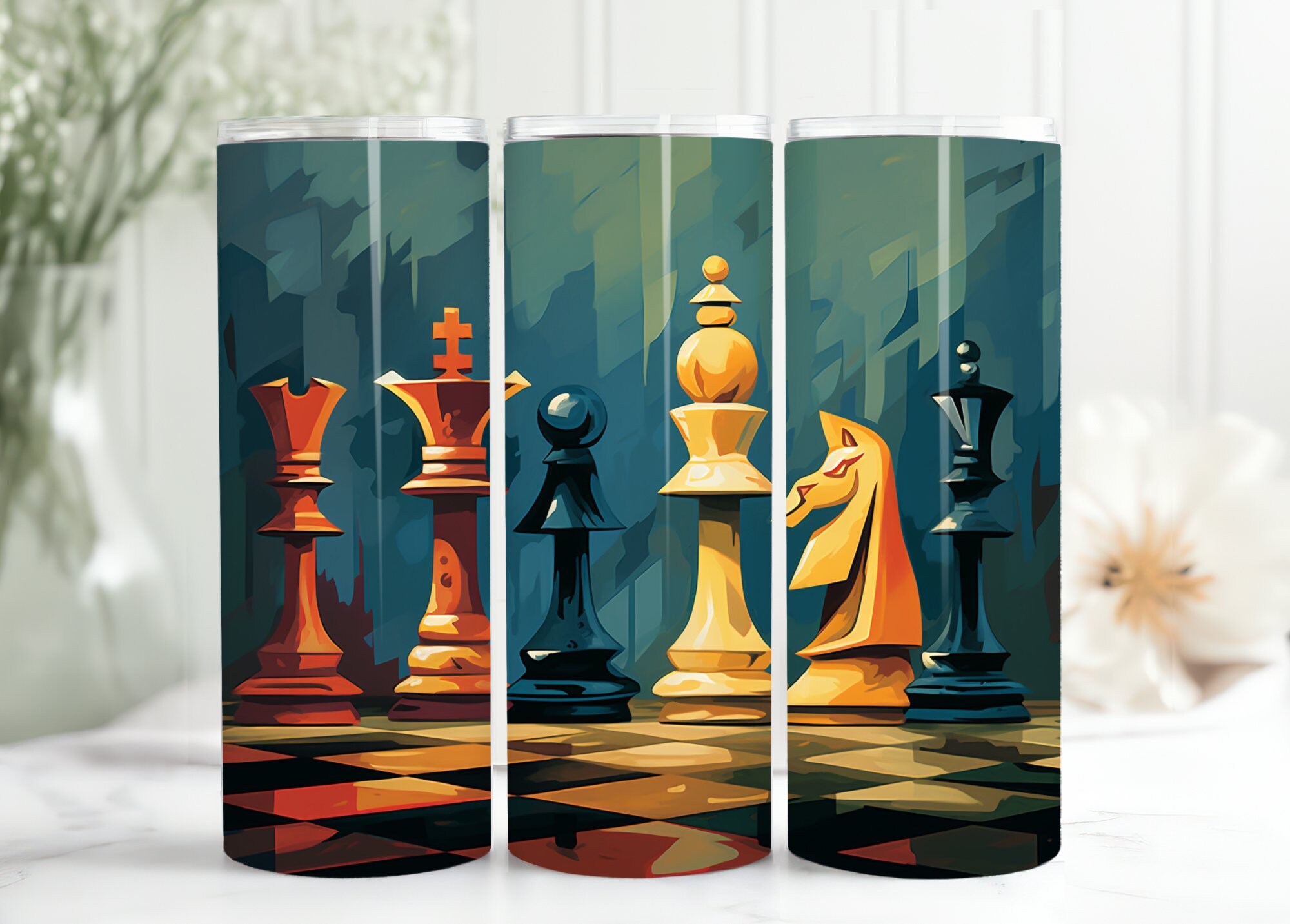 Chess Tumbler Wrap, Tumbler Wrap, 20 Oz Skinny Tumbler Sublimation ...