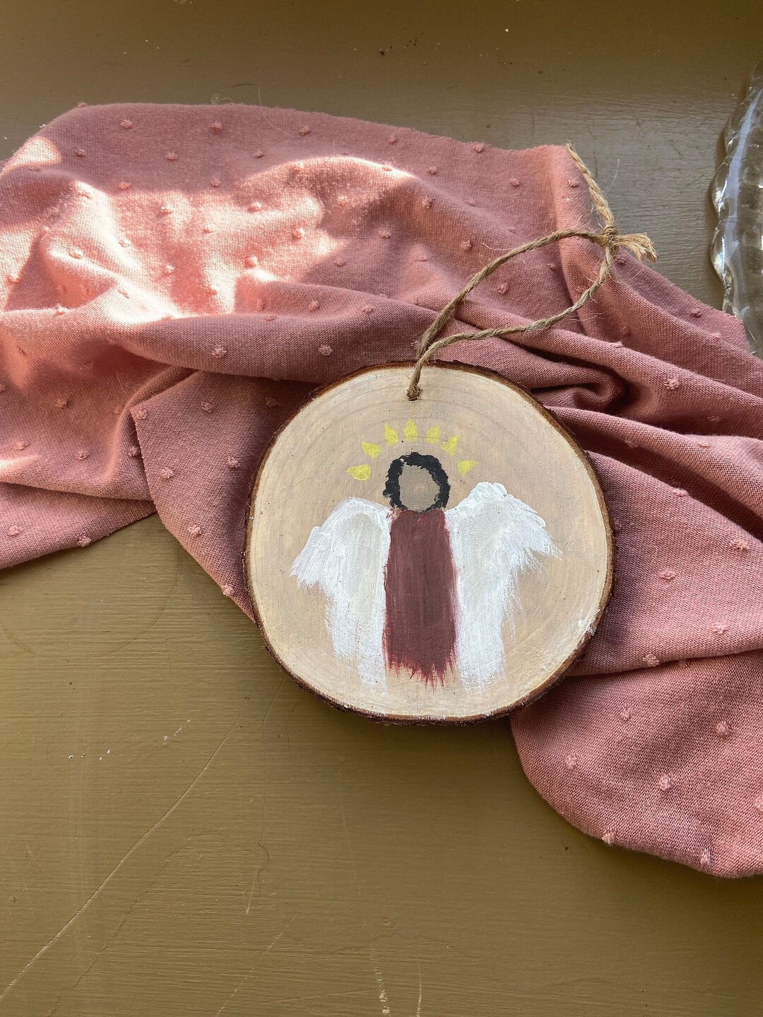 Hand Painted Angel Wooden Christmas Ornament - Etsy