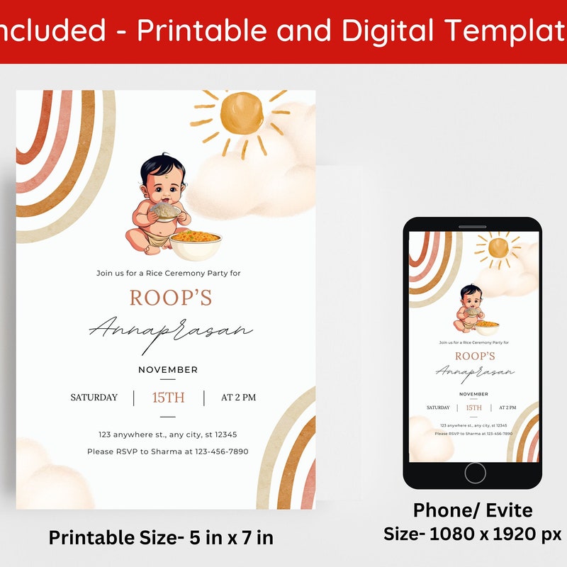 First Rice Ceremony Invitation - Etsy