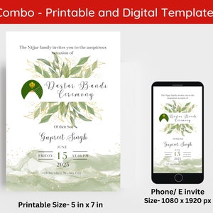 Editable Dastar Bandi Ceremony Invitation: Sikh Turban Tying (digital ...