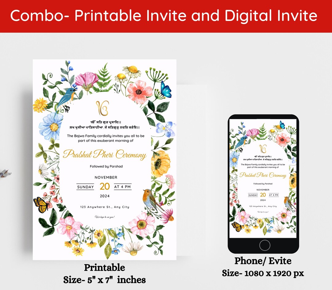 Editable Prabhat Pheri Invitation, Kirtan Invitation, Sukhmani Sahib ...