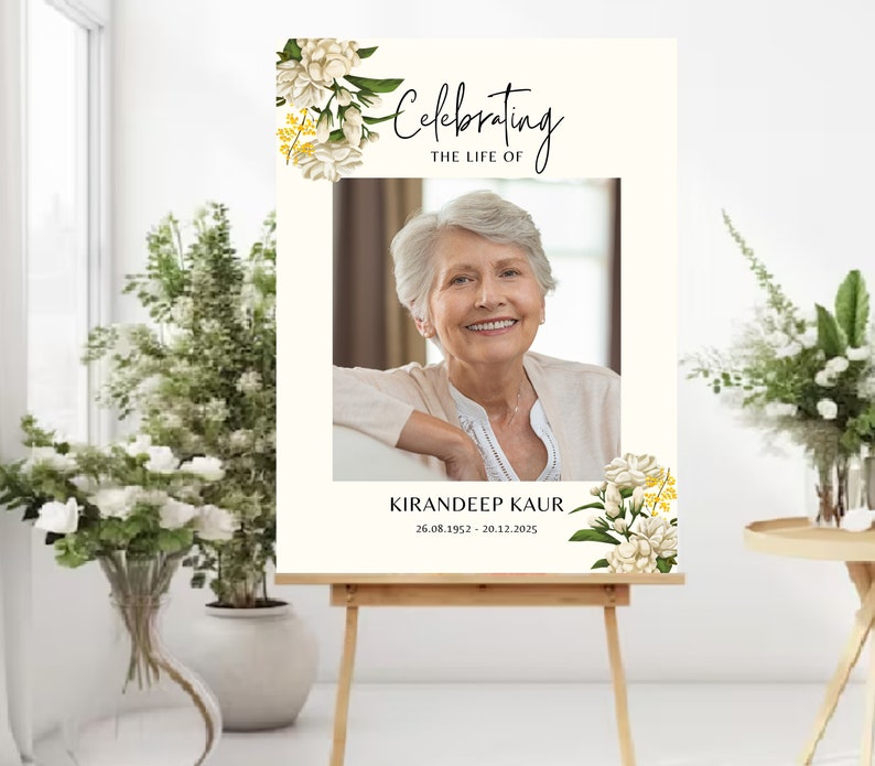 Editable Funeral Memorial Sign Floral Funeral Welcome Board - Etsy