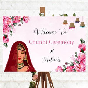 Editable Chunni Ceremony Welcome Sign, Chunni Ceremony Sign, Punjabi ...