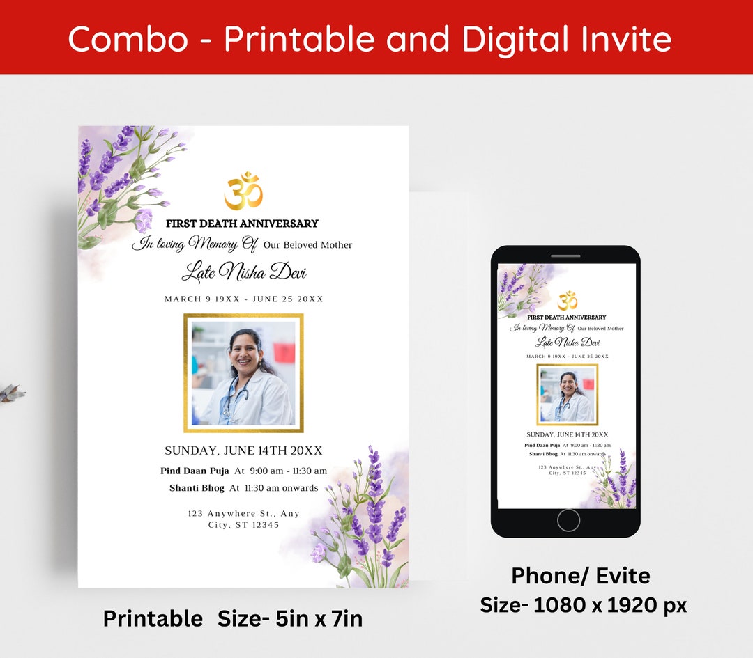 Editable Hindu Funeral Invite | Hindu Shraddha Invitation | Hindu First ...