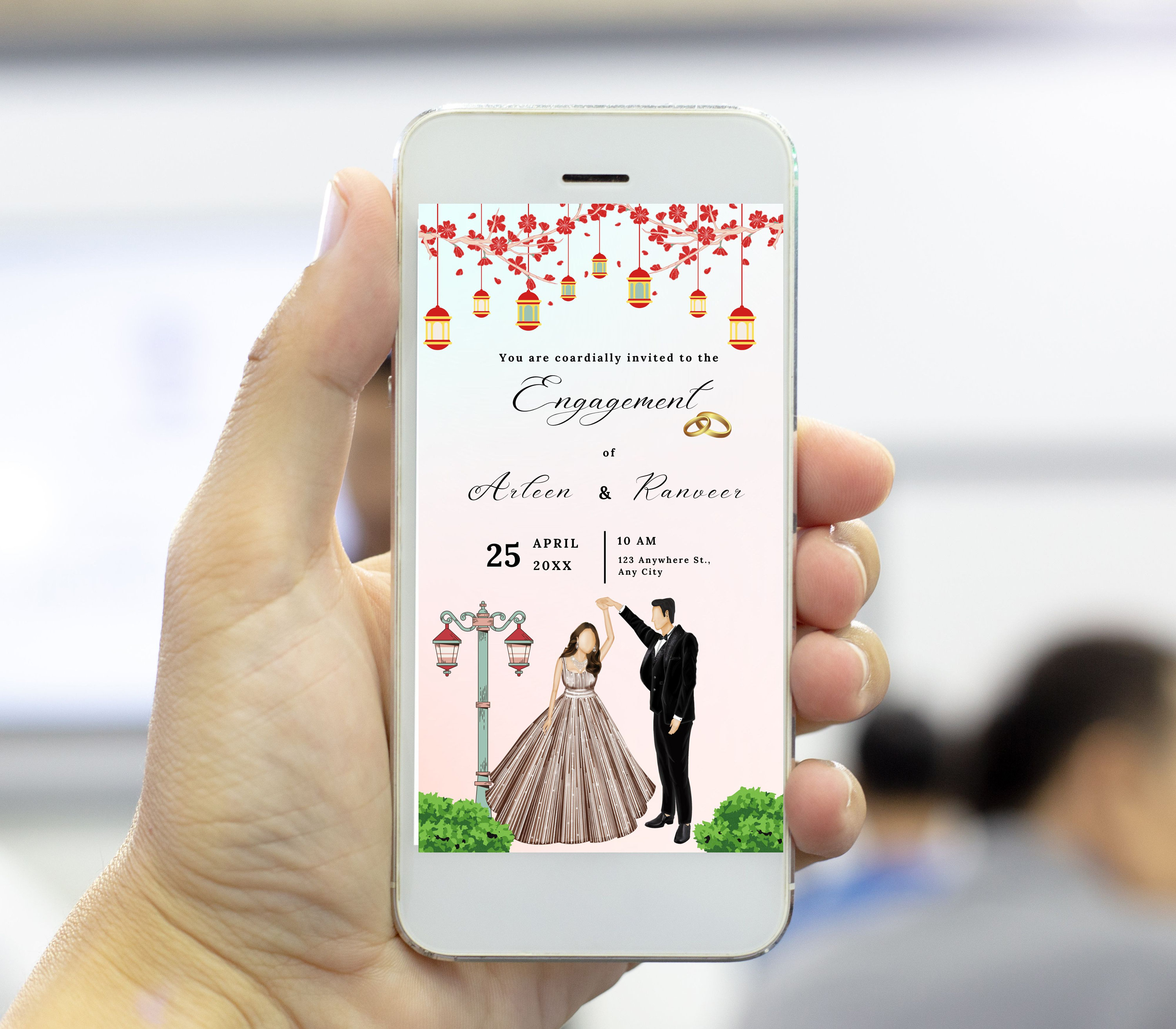 Editable Indian Engagement Invitation, Punjabi Engagement Invite ...