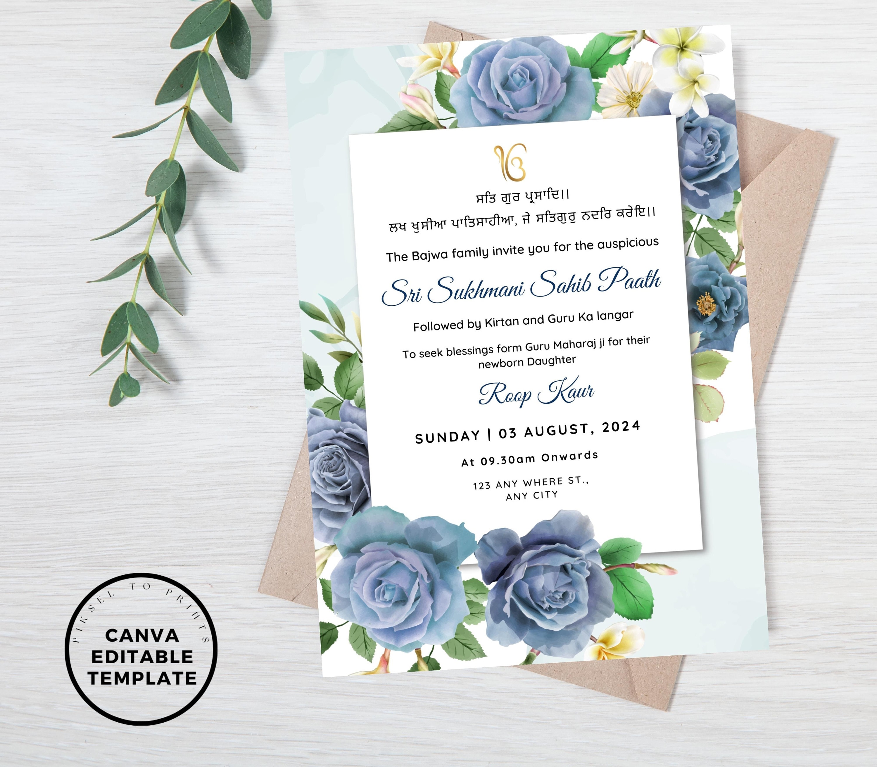 Editable Floral Sukhmani Sahib Path Invitation, Sukhmani Sahib Path ...