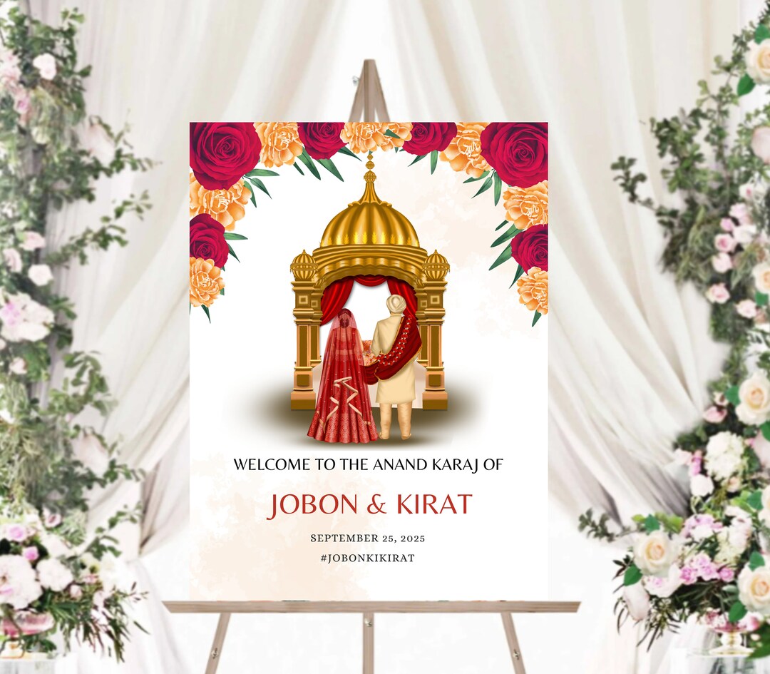 Editable Elegant Anand Karaj Welcome Sign, Anand Karaj Welcome Signage ...
