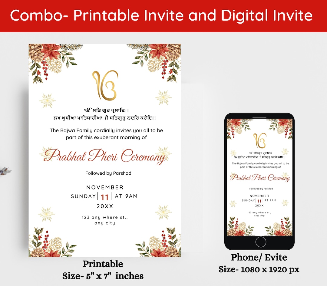 Buy Editable Prabhat Pheri Invitation: Kirtan, Sukhmani Sahib Paath ...