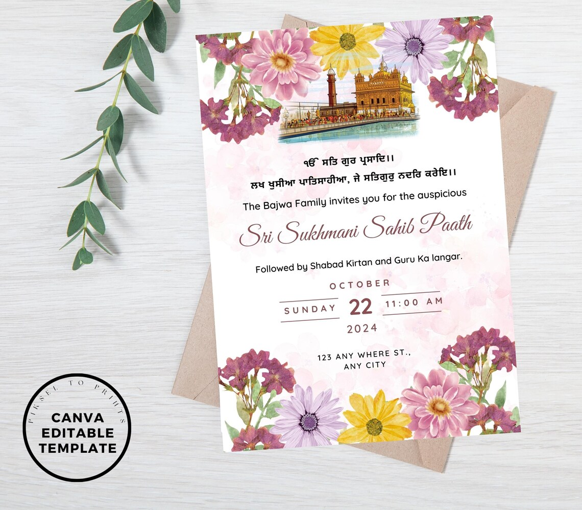 Editable Sukhmani Sahib Path Invitation, Sukhmani Sahib Path Digital ...