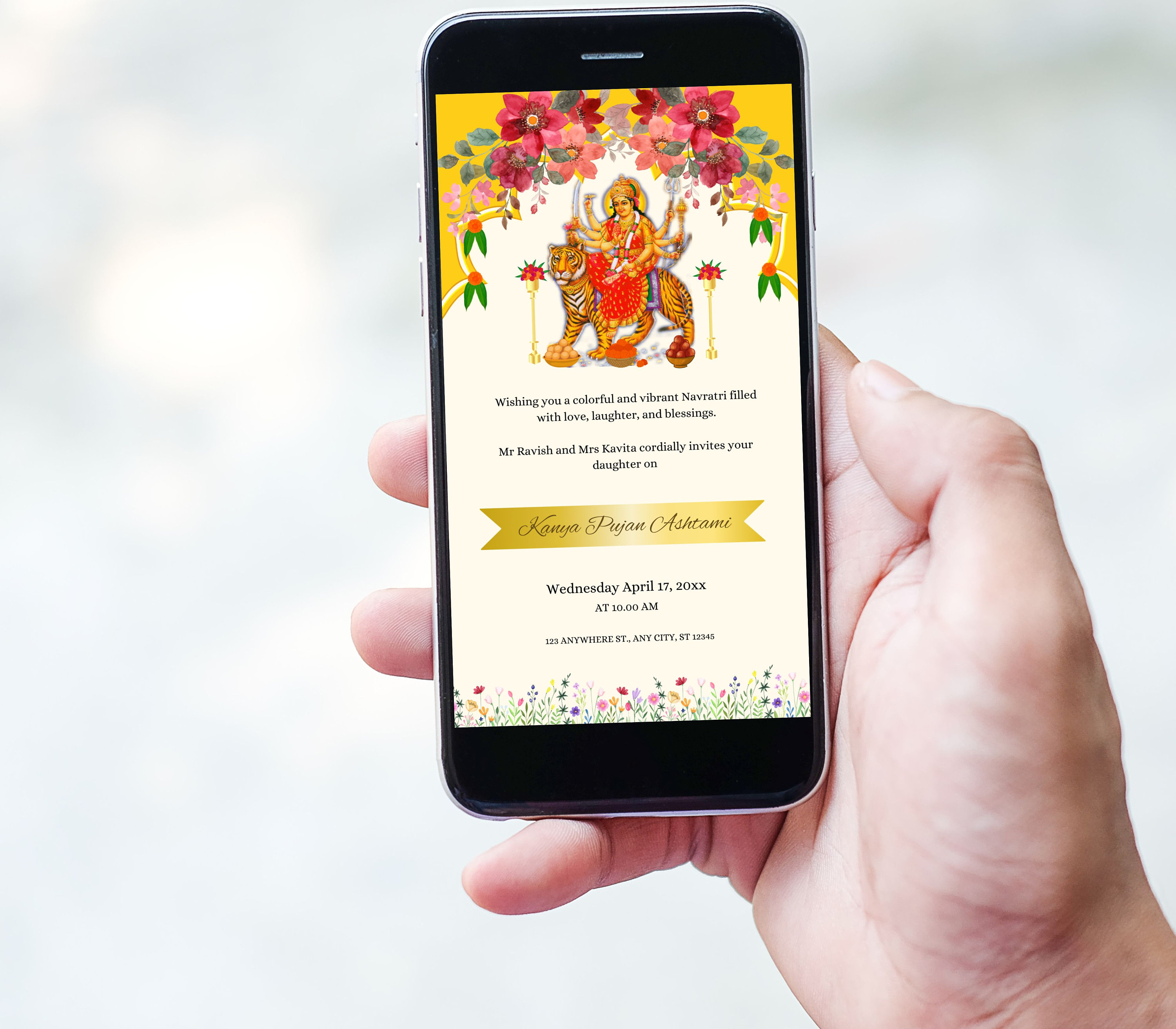 Navratri Invitation, Mata Ka Jagrata Invitation, Kanya Pujan Invite ...