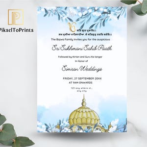 Editable Sukhmani Sahib Path Invitation: Birthday, Housewarming Akhand ...