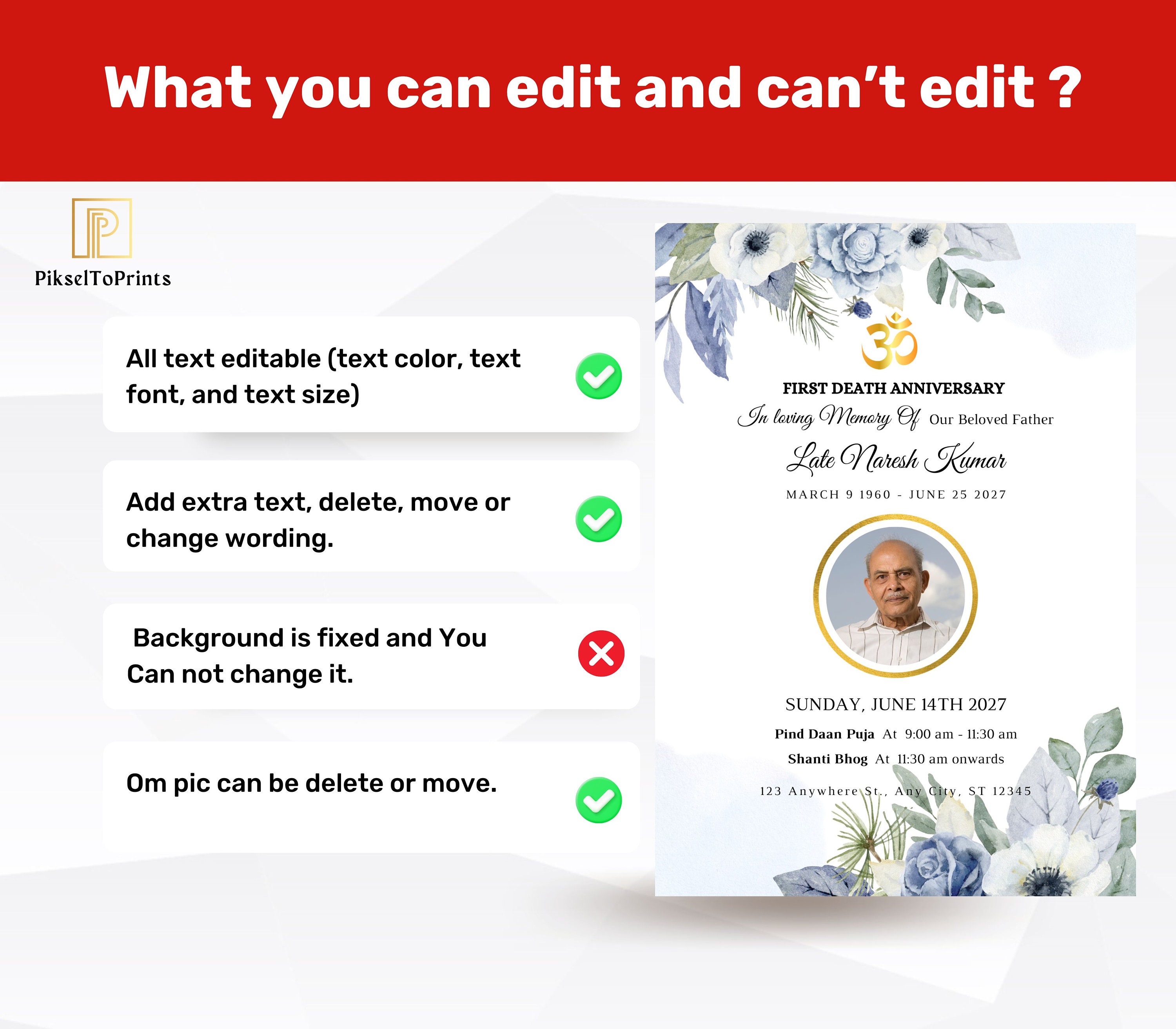 Editable Barsi Invitation, Indian Death Anniversary Invitation, Hindu ...