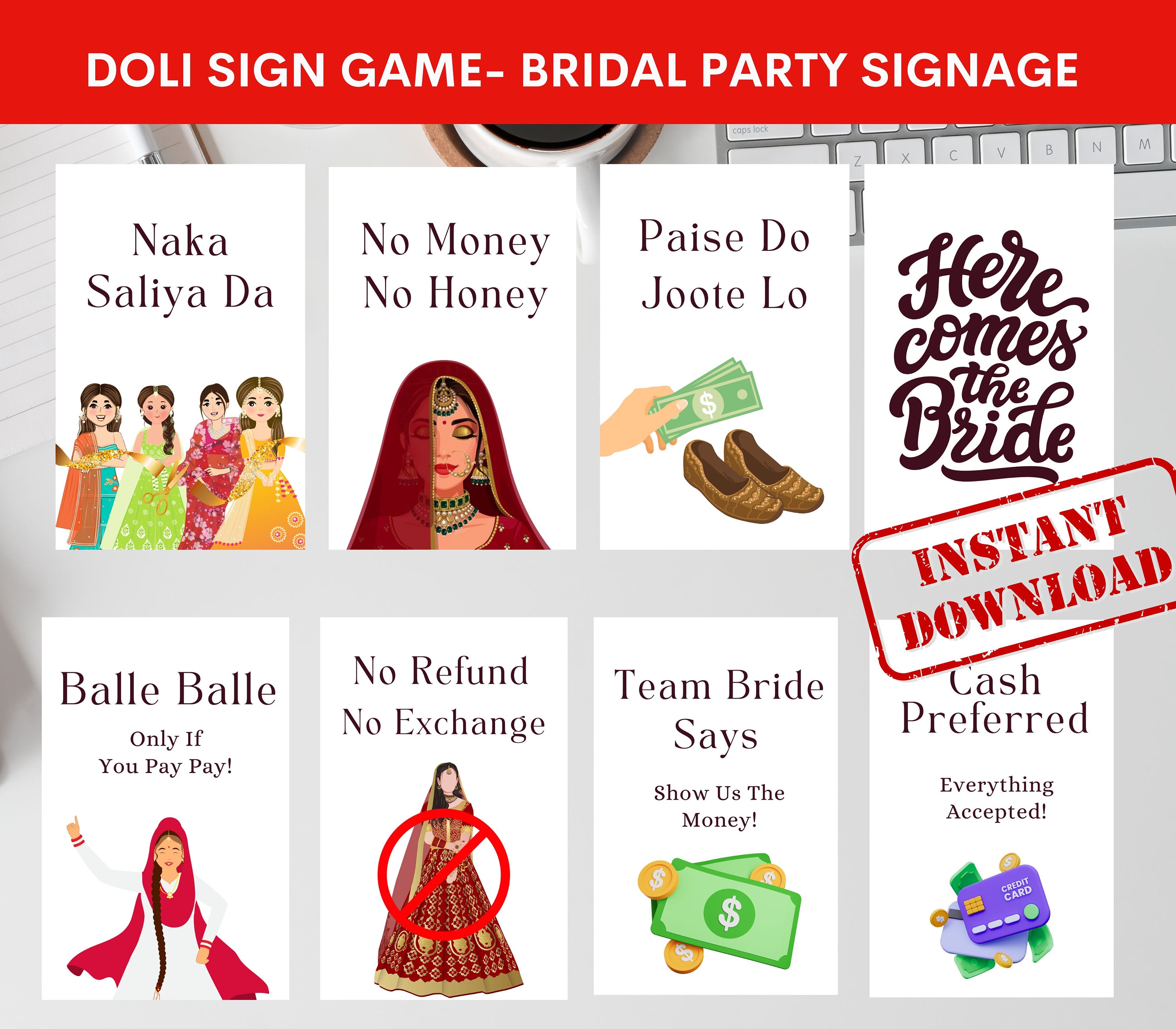 Doli Sign Bundle | Ribbon Ceremony Sign | Bridal Party Signage | No ...