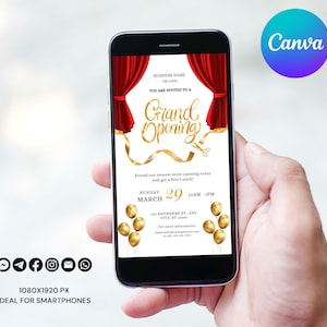 Editable Grand Opening Invitation Template, Business Launch Event ...