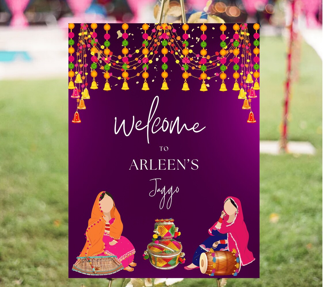 Editable Jaggo Ceremony Welcome Sign, Punjabi Wedding Jaggo Decor ...