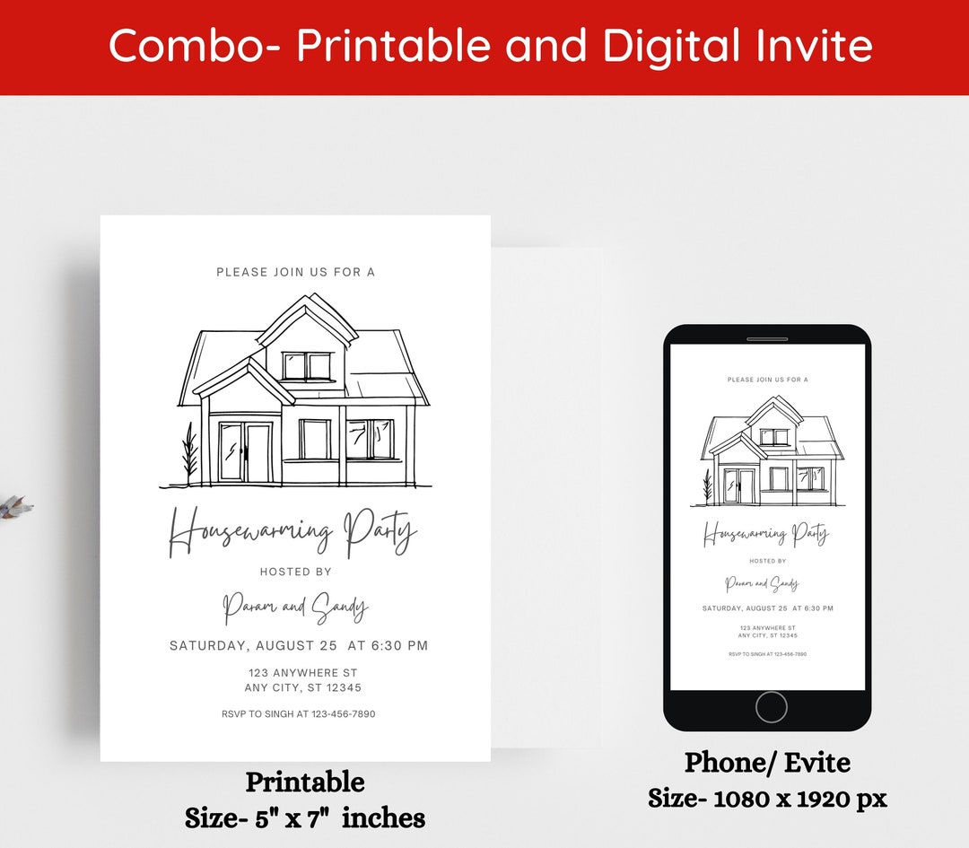 Editable Housewarming Invitation Digital| New Home Party Invite ...
