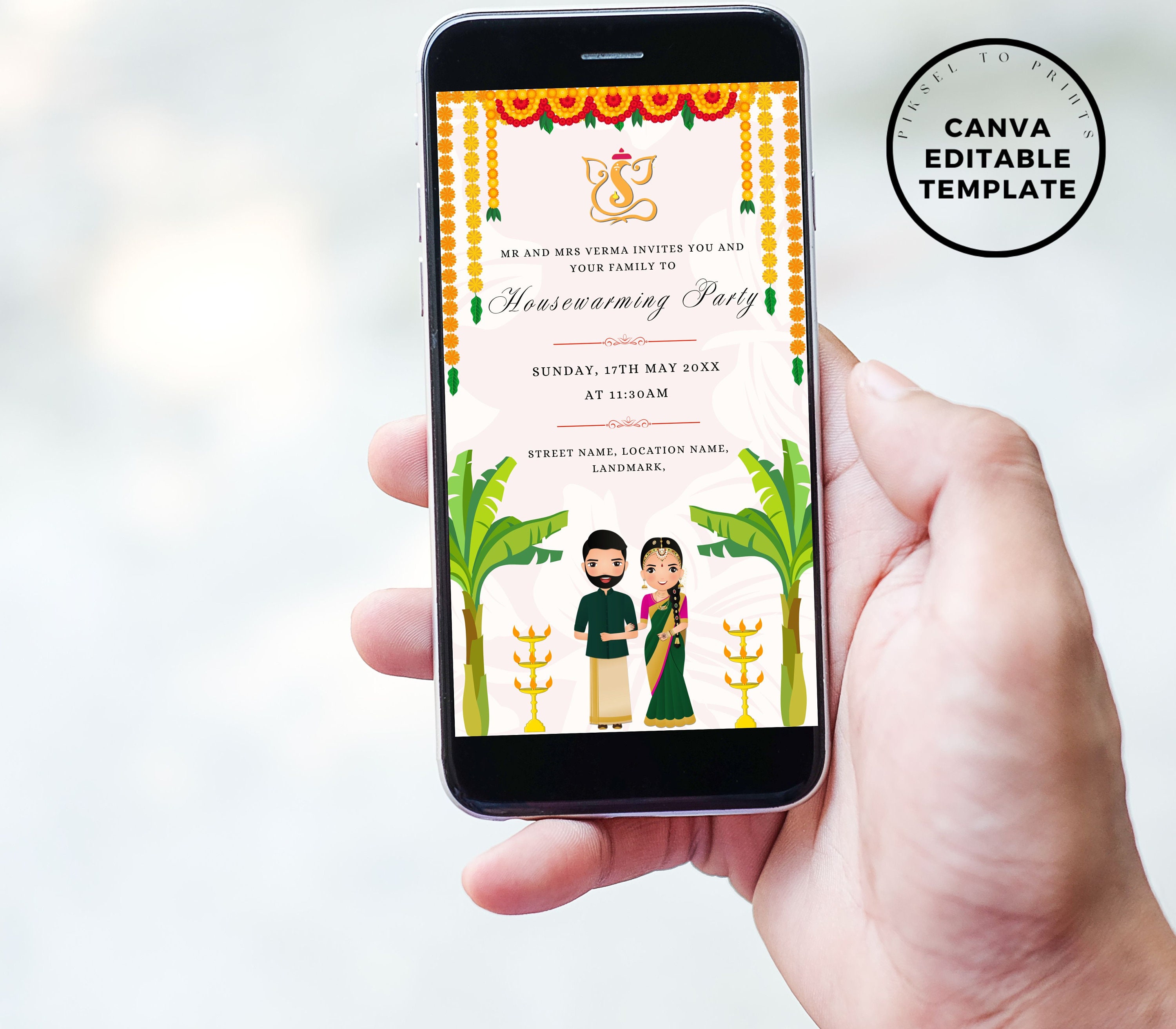 Editable Indian Housewarming Ceremony Invitation: Griha Pravesh Invite ...