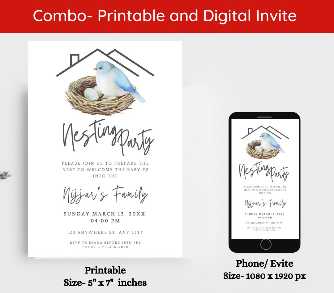 Editable Nesting Party Invite | Digital Download Invitation | Nesting ...