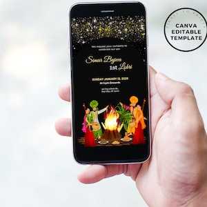 Editable Lohri Invitation, Phone Lohri Invite, Printable Lohri Invite ...