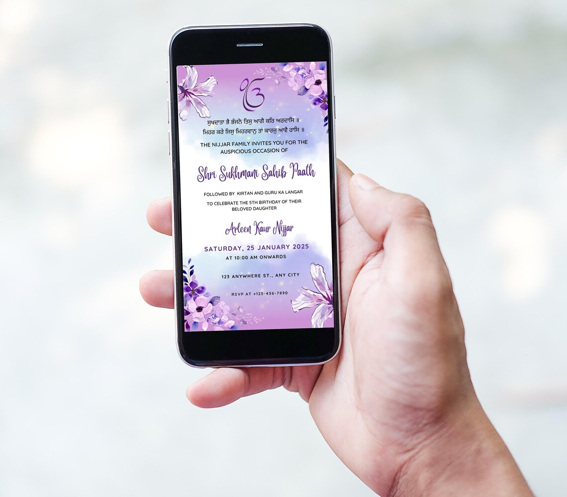 Editable Sukhmani Sahib Path Invitation: Floral Design (digital ...